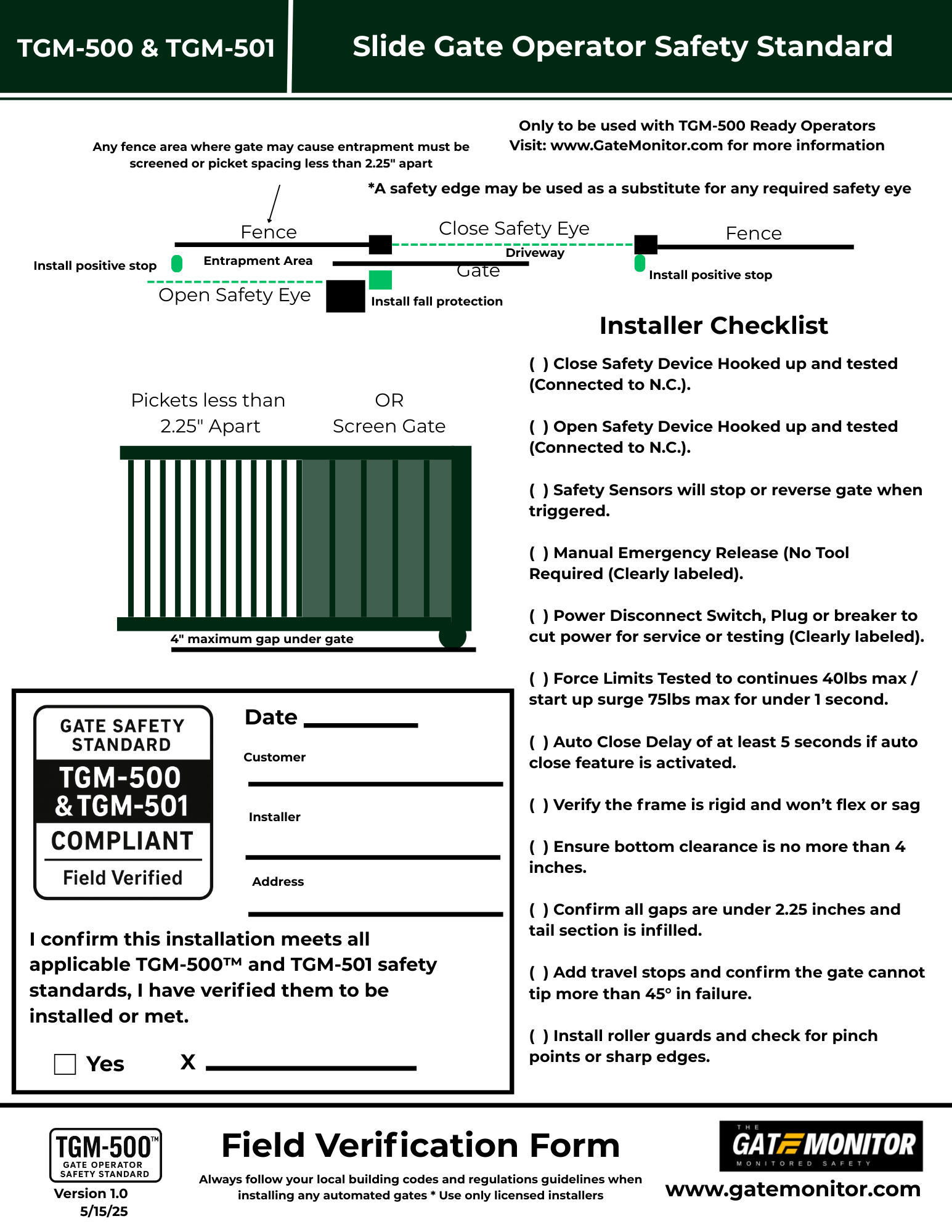 Gate Safety | TGM-500™ & TGM-501™ Standards | Automated Gate Safety ...