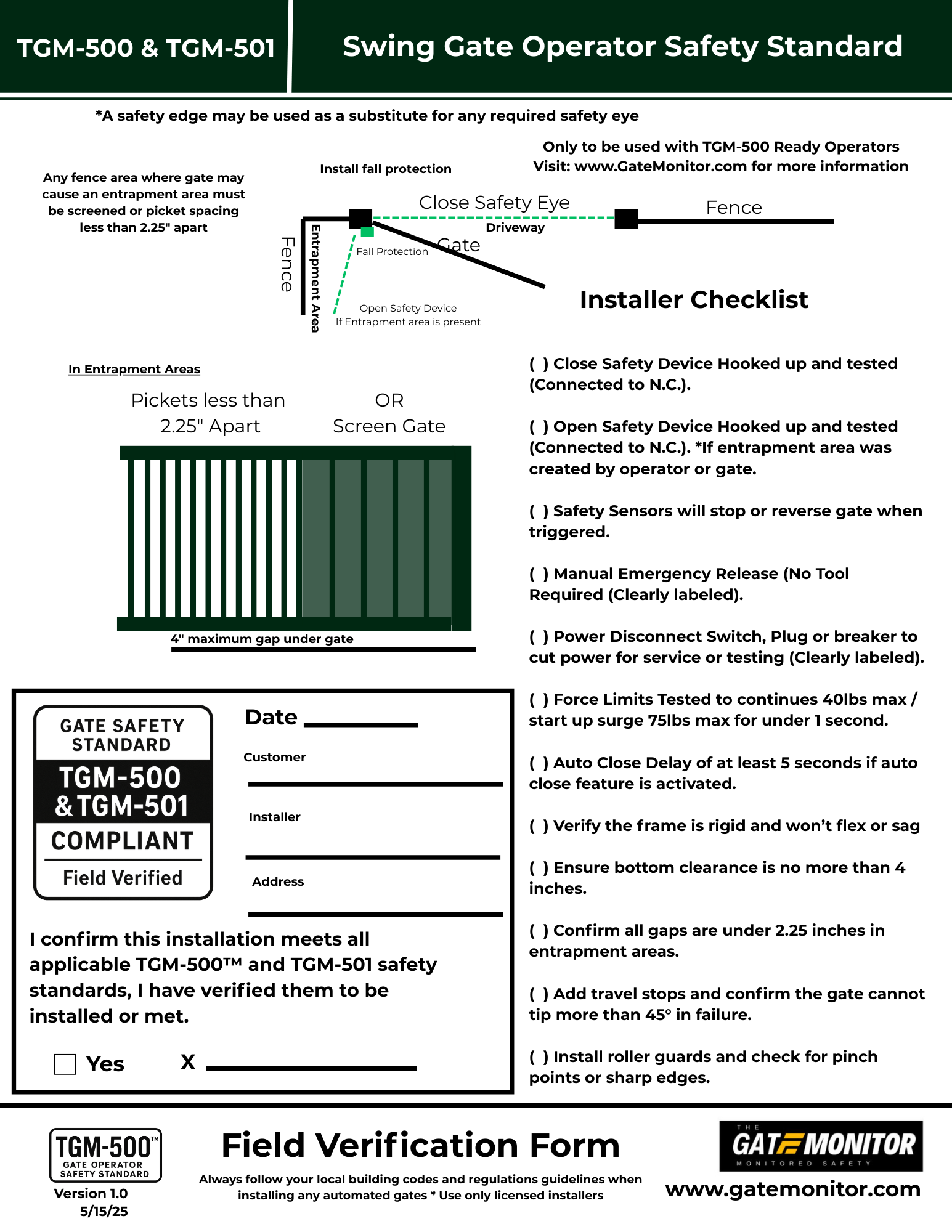 Gate Safety | TGM-500™ & TGM-501™ Standards | Automated Gate Safety ...
